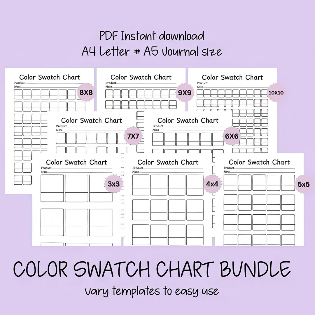 Blank Color Swatches Chart Color Palette for Coloring Book Printable ...