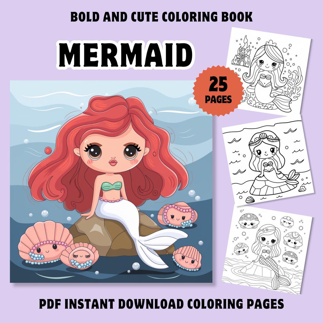 Mermaid Coloring Pages | Bold and Easy Designs for Kids | Fun Printable ...