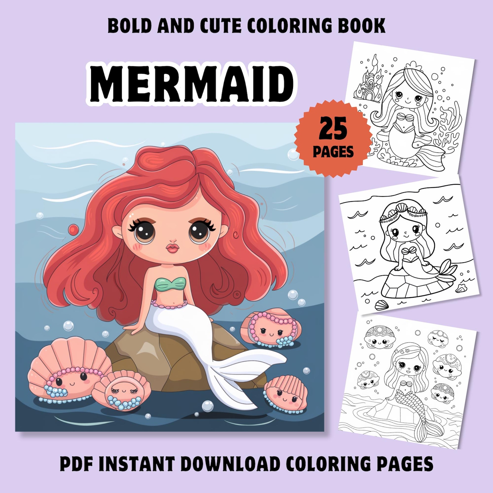 Mermaid Coloring Pages | Bold and Easy Designs for Kids | Fun Printable ...