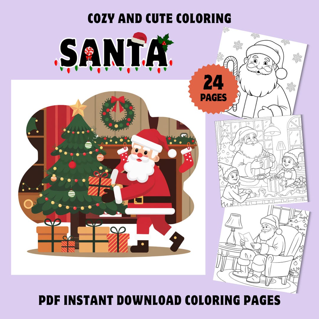 Santa Clause Coloring Pages, 24 Bold and Easy Christmas Coloring Books ...