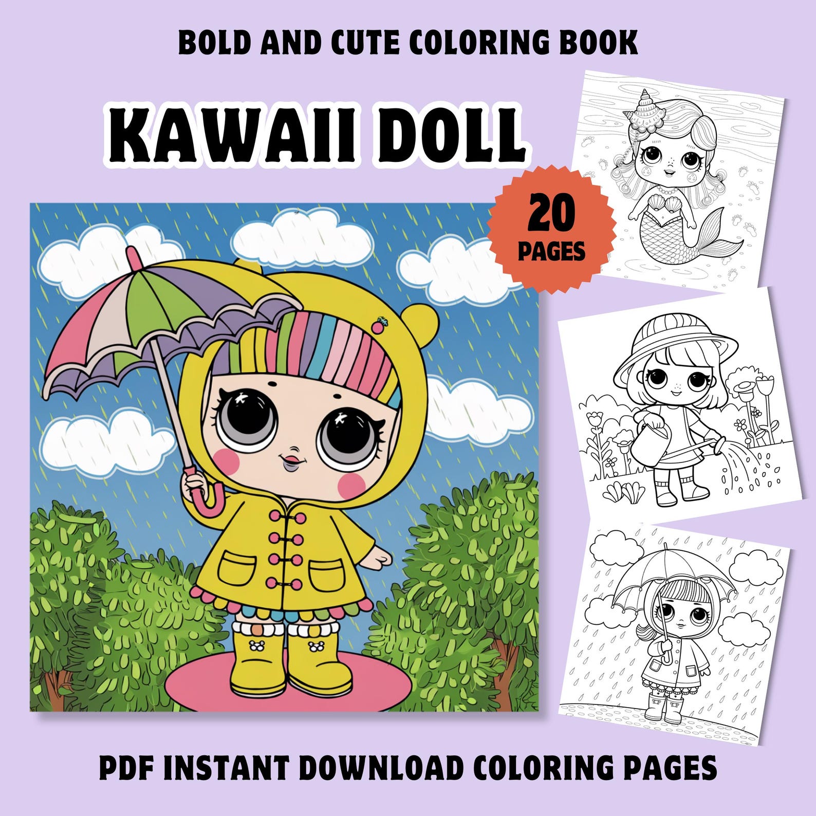 Kawaii Coloring Page Kawaii Dolls Super Cute Doll Characters Coloring ...