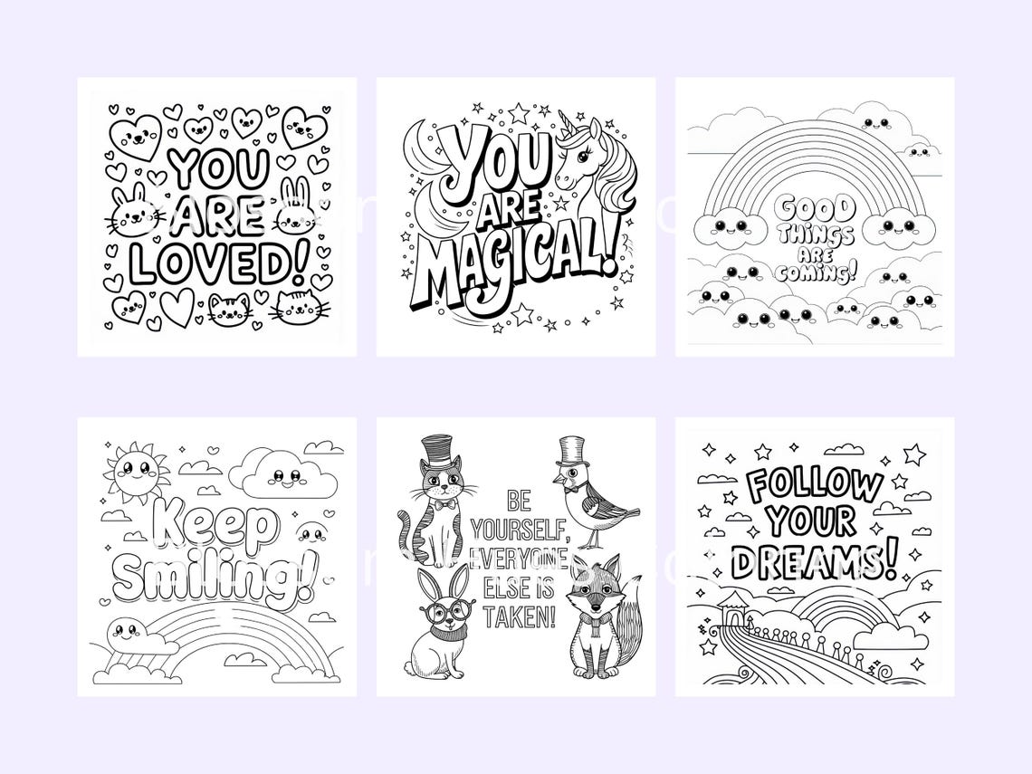 Motivational Coloring Pages for Kids: Positive Affirmation Sheets ...