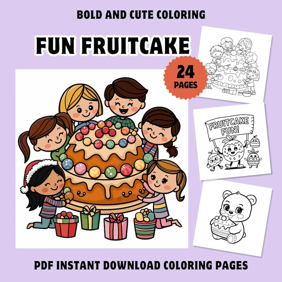 Fruitcake Coloring Pages | Bold and Easy Coloring | Christmas Dessert ...