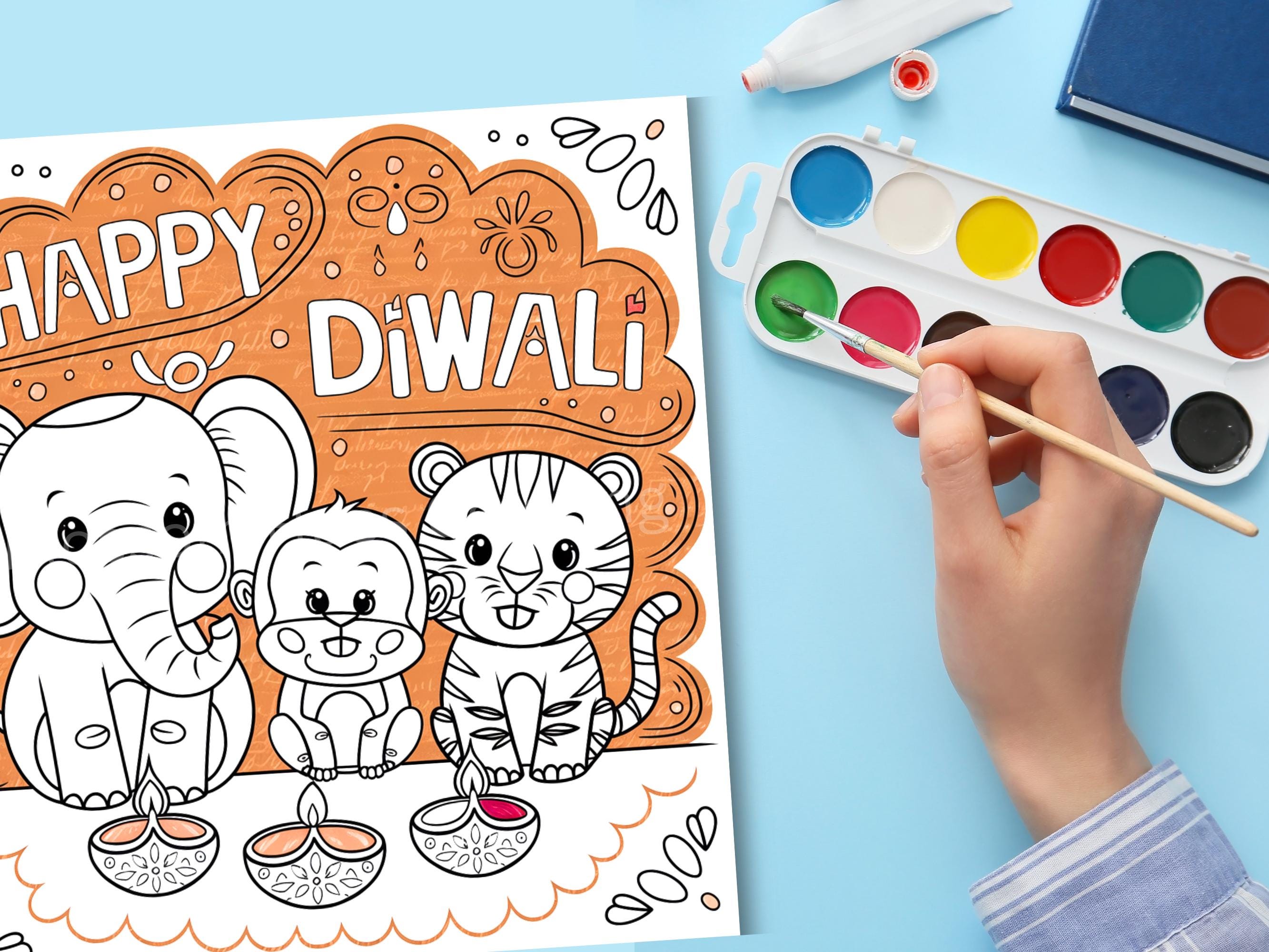 Diwali Coloring Pages Printable DIY Festival Coloring Sheets Bold and ...