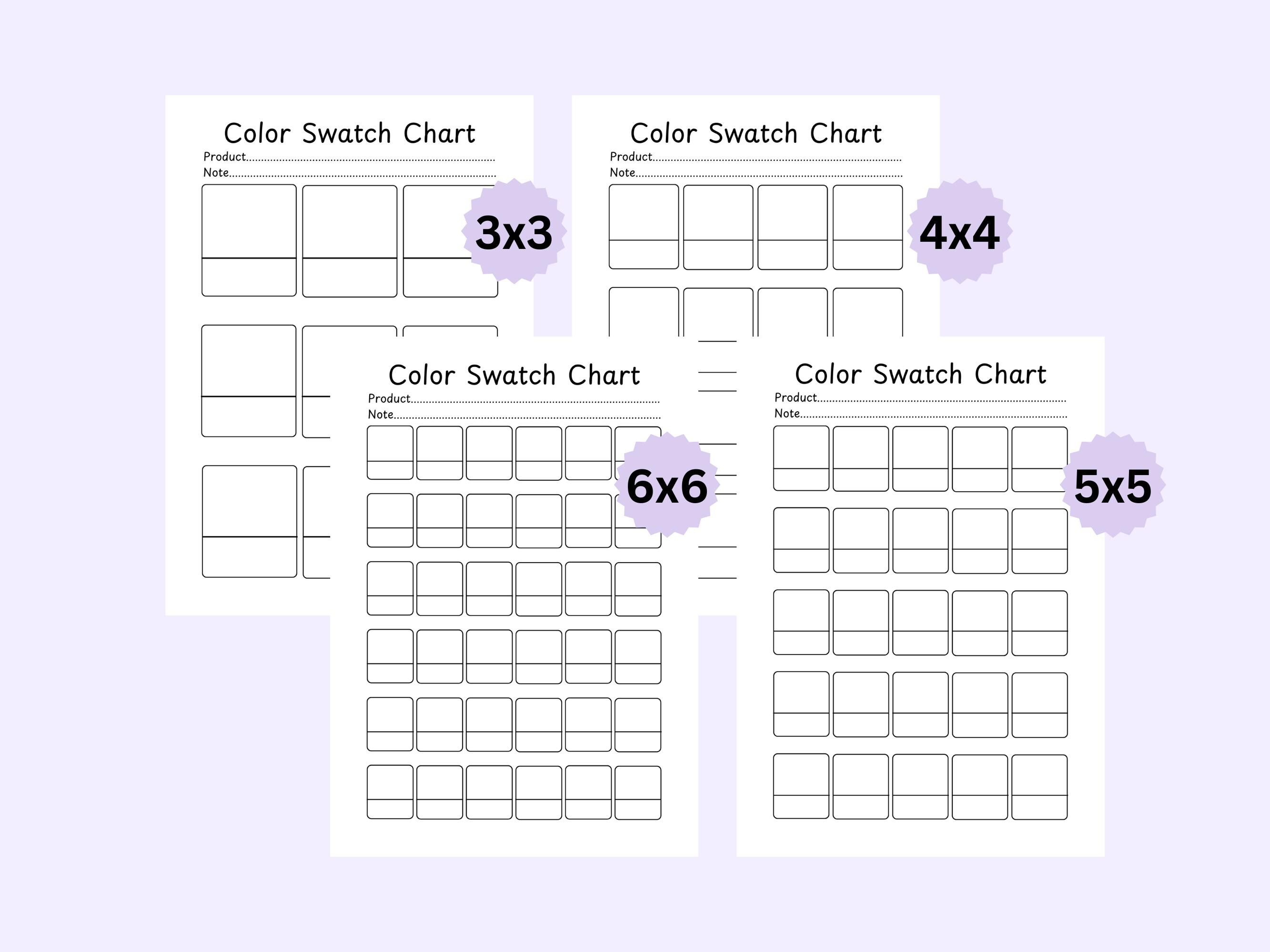 Blank Color Swatches Chart Color Palette for Coloring Book Printable ...