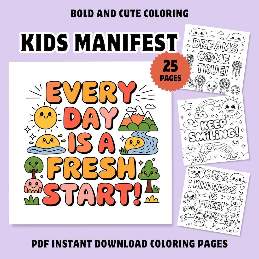 Motivational Coloring Pages for Kids Manifest Coloring Sheets Bold and ...