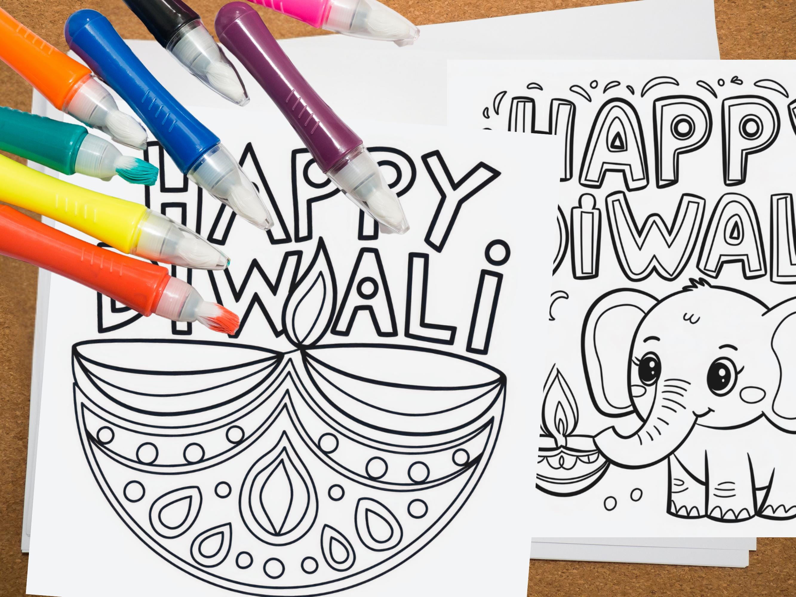 Diwali Coloring Pages Printable DIY Festival Coloring Sheets Bold and ...