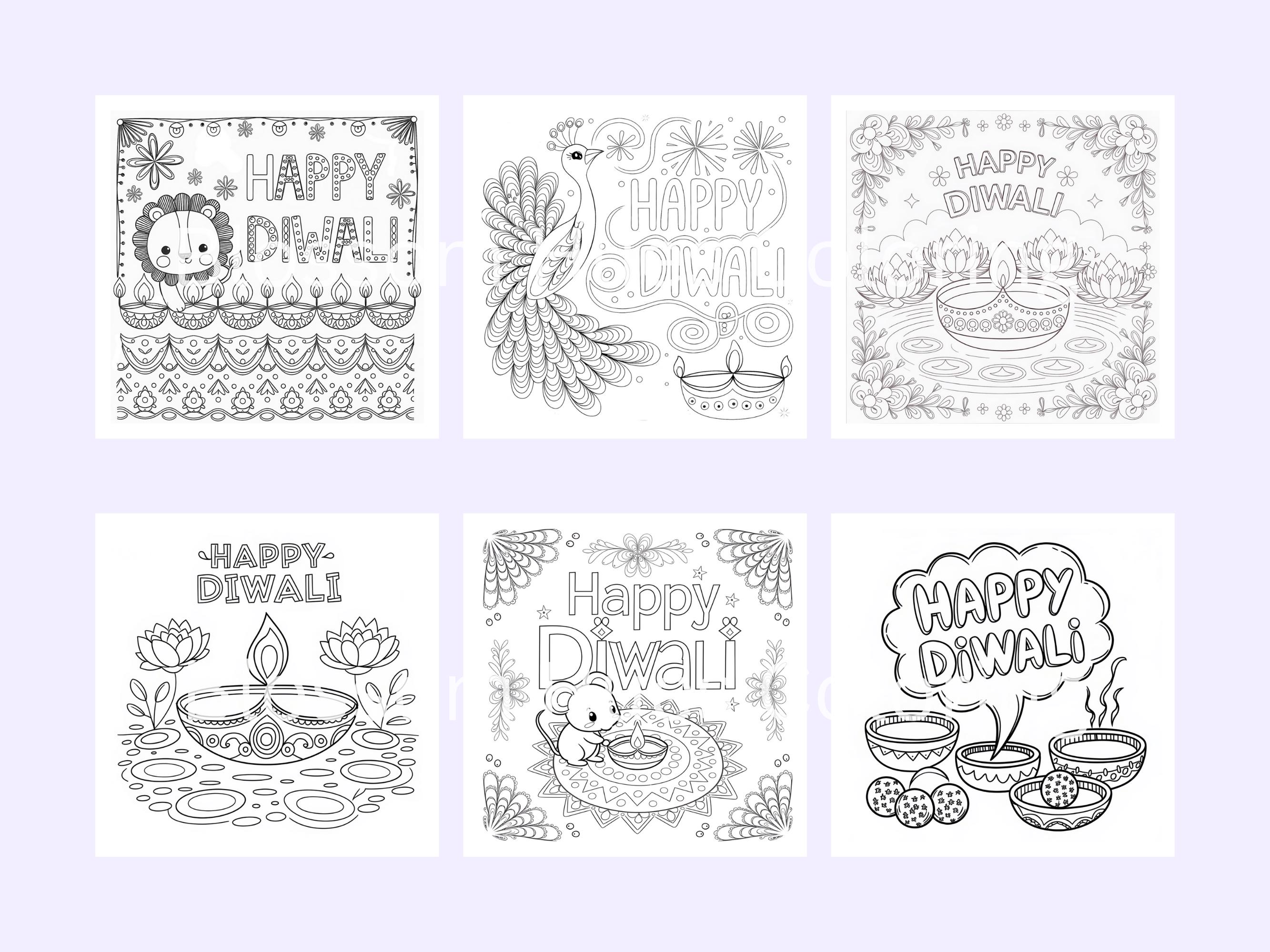 Diwali Coloring Pages Printable DIY Festival Coloring Sheets Bold and ...