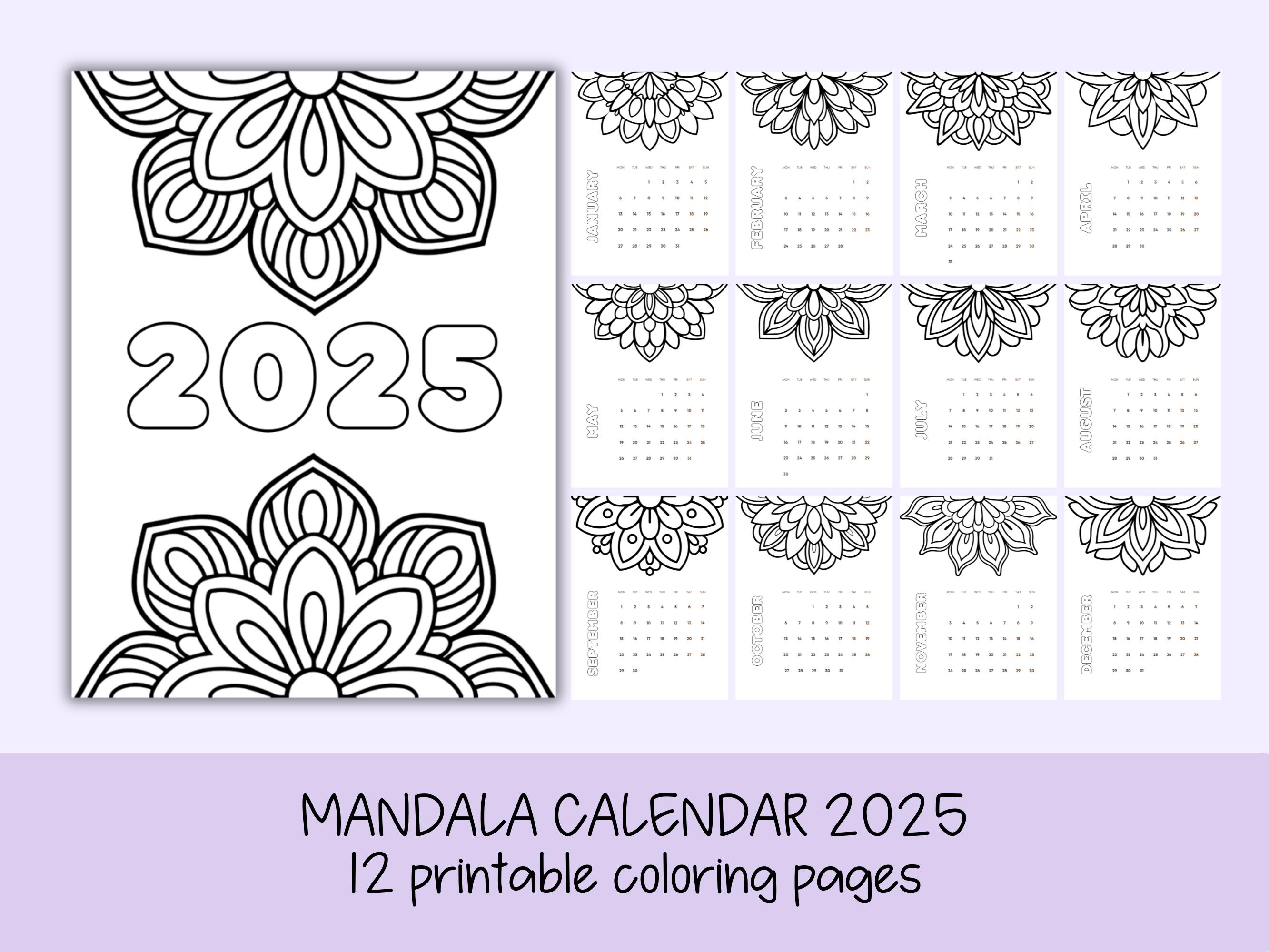Calendario 2025 para imprimir, colorear, planificar mensual, calendario ...