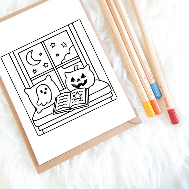 Hygge Halloween Cute Spooky Coloring Book for Adults and Teens | Cozy ...