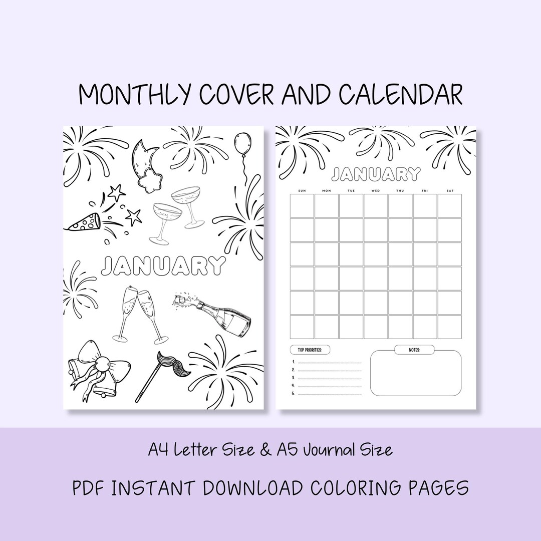 12 Month Calendar, Monthly Planner & Journal Pages, Printable 12-month ...