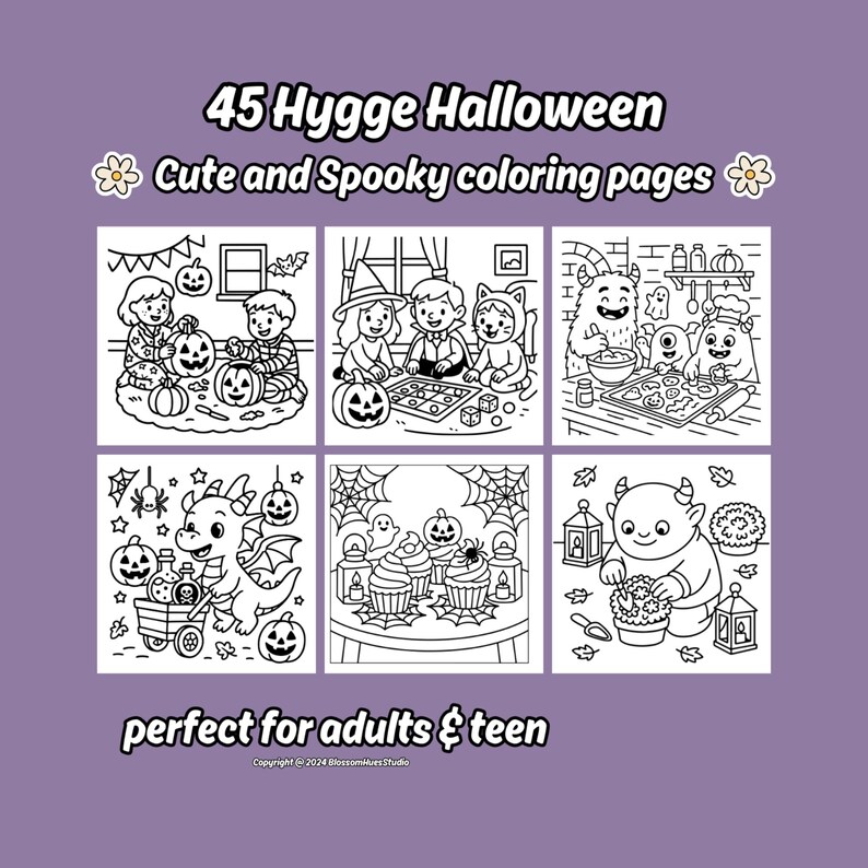 Hygge Halloween Cute Spooky Coloring Book for Adults and Teens | Cozy ...