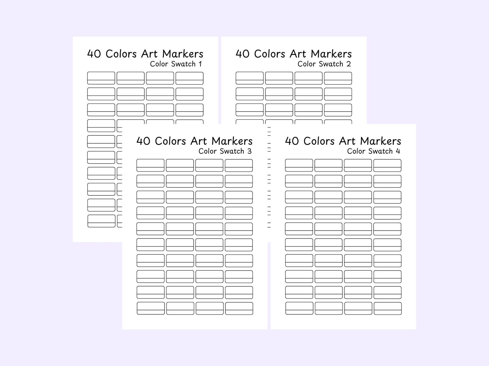 Blank Color Swatches Chart Color Chart Printable Swatch Template Color ...