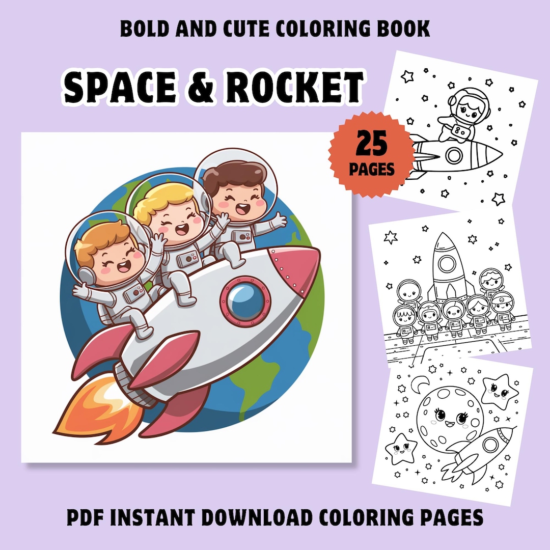 Space & Rocket Coloring Pages Bold and Easy Designs for Kids Fun ...