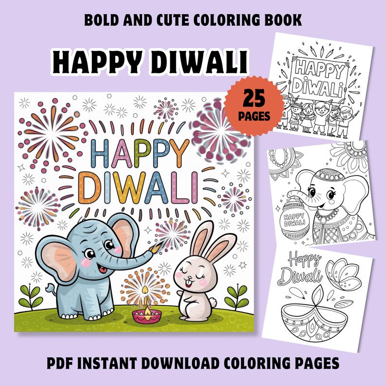 Diwali Coloring Pages Printable DIY Festival Coloring Sheets Bold and ...
