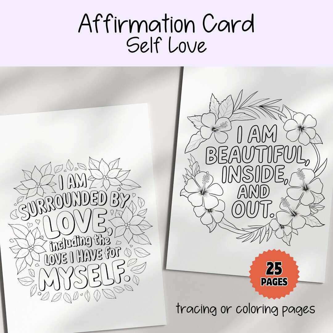 Affirmation Cards Self Love, Coloring Books for Self-care, Mindfulness ...