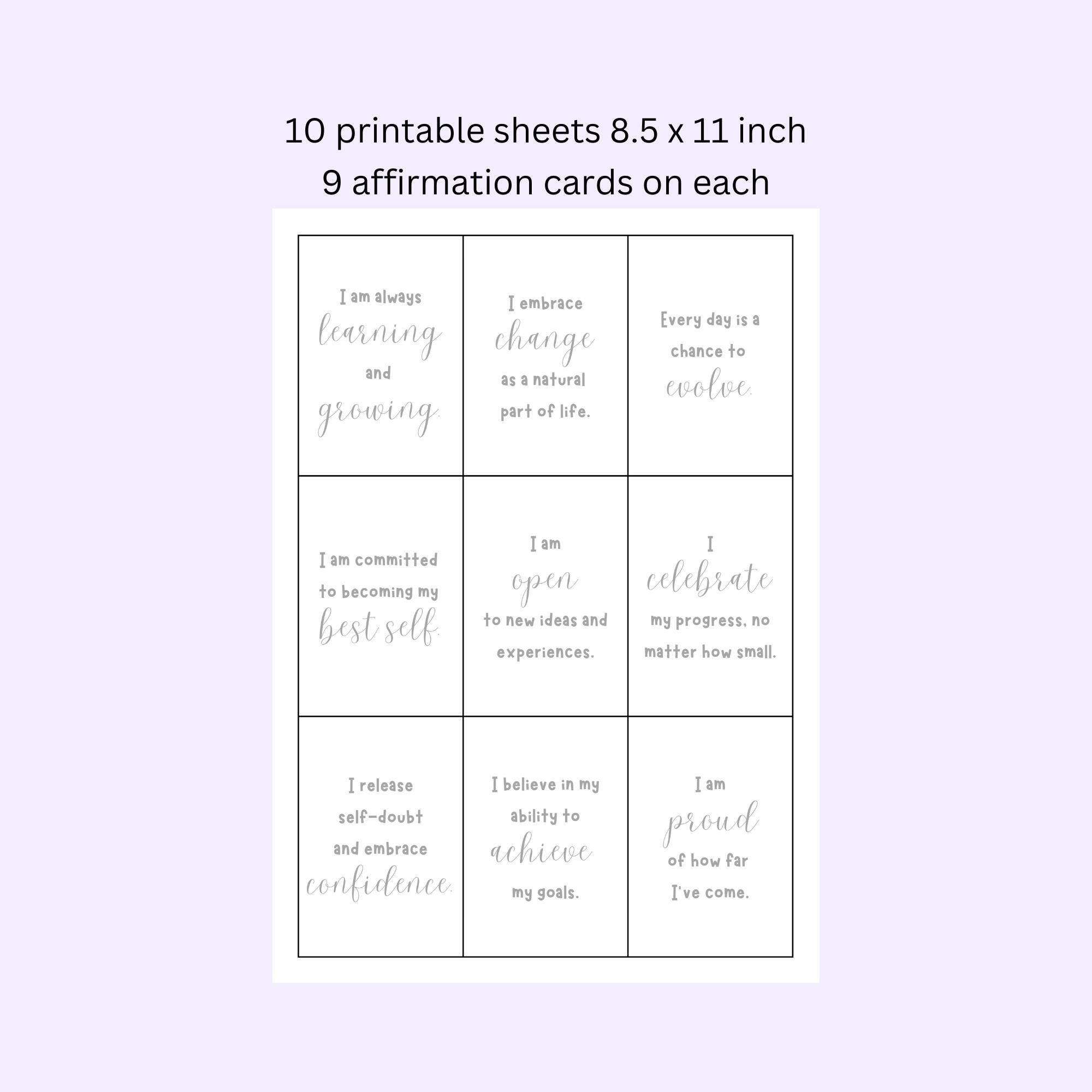 Printable Affirmation Cards: Daily Motivation & Self-care (PDF) - Etsy