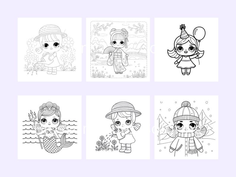 Kawaii Coloring Page Kawaii Dolls Super Cute Doll Characters Coloring ...