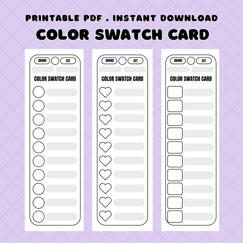 Blank Color Swatch Card: Printable Template (digital Download) - Etsy