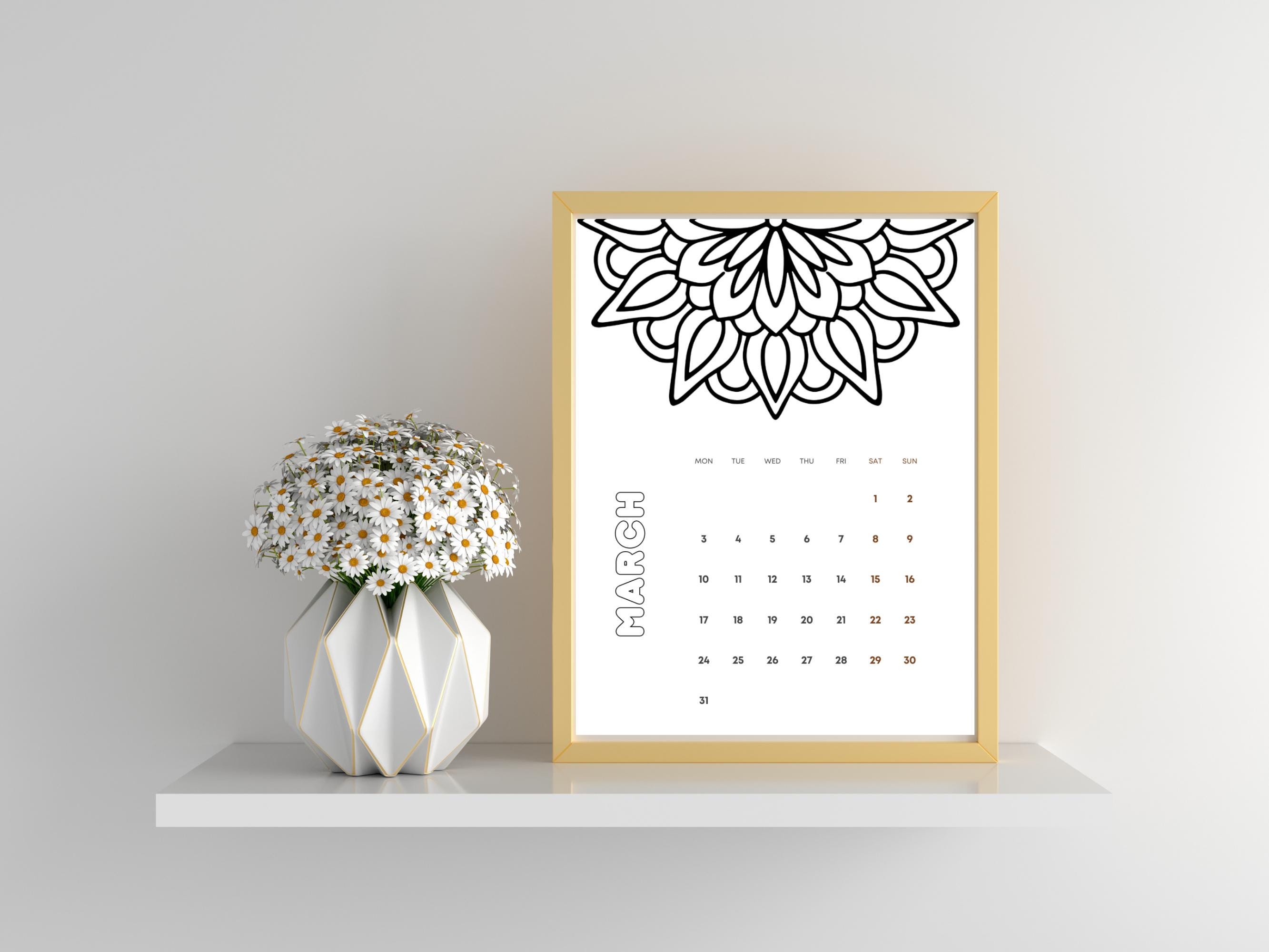 Calendario 2025 para imprimir, colorear, planificar mensual, calendario ...