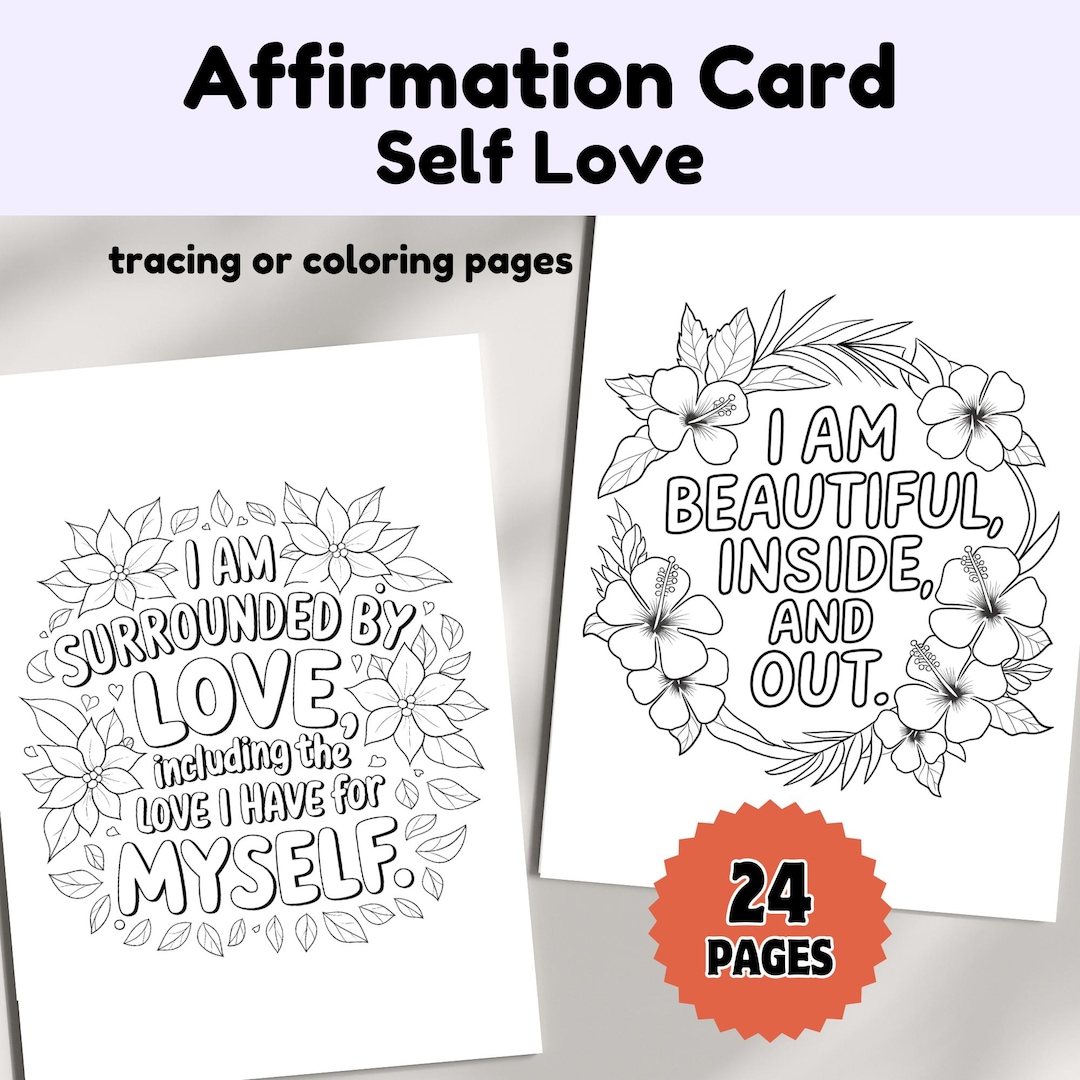 Affirmation Cards - Self Love, Coloring Books for Self-care ...