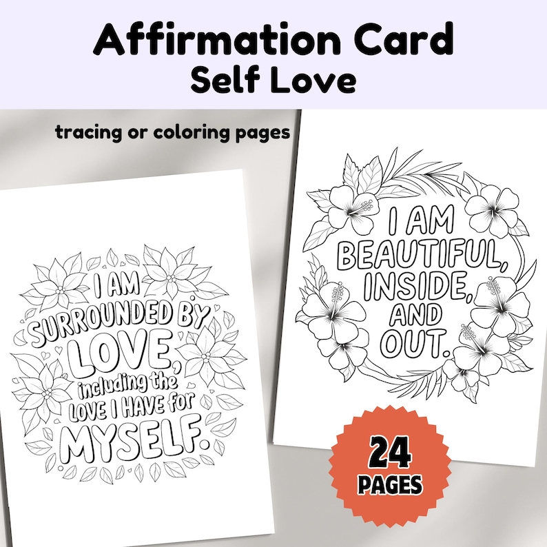 Affirmation Cards - Self Love, Coloring Books for Self-care ...