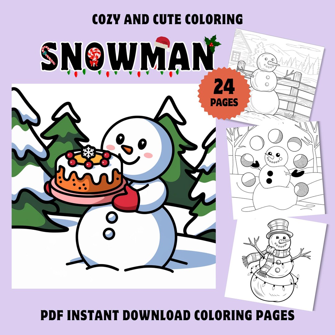 Snowman Coloring Pages, 24 Bold and Easy Christmas Coloring Books ...
