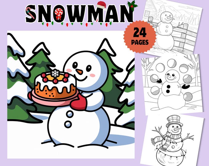 Snowman Christmas Tree Coloring Page: Holiday Fun (PDF) - Etsy Canada