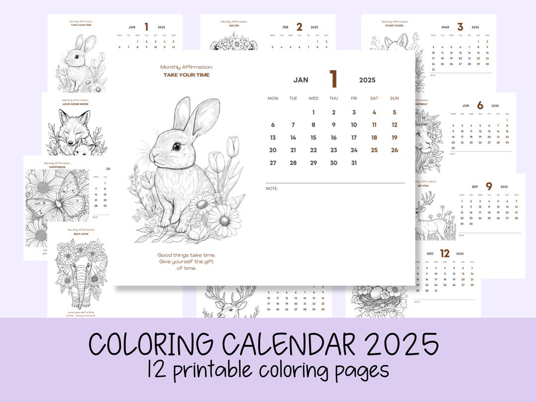 Calendario 2025 para imprimir, calendario con animales florales para ...