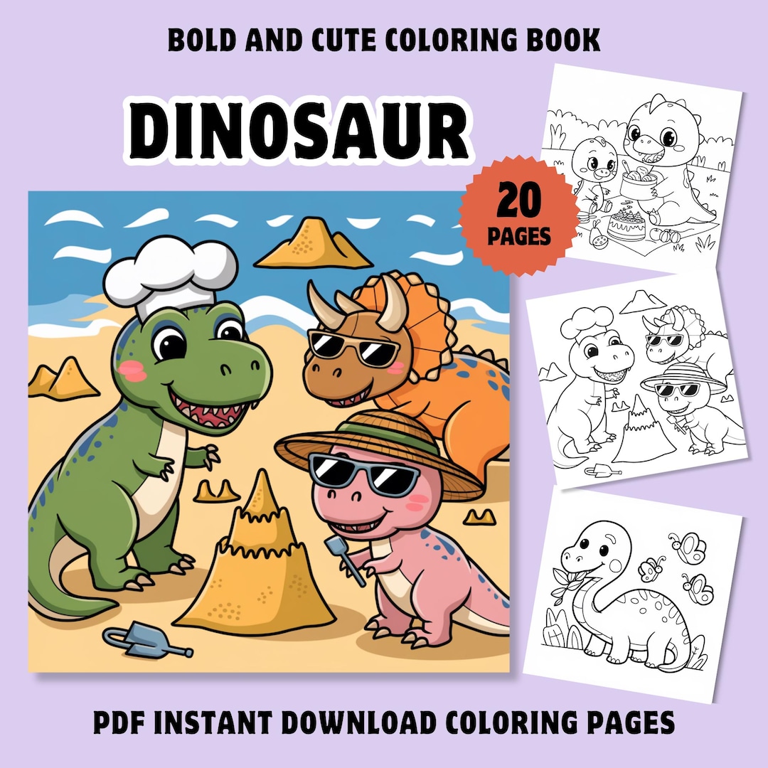 Dinosaur Coloring Pages | Bold and Easy Coloring for Kid | Fun ...