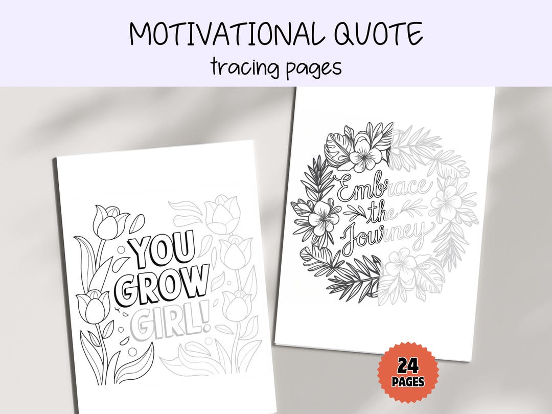 Motivational Quote Tracing Page | Stress Relief Tracing Printable and ...
