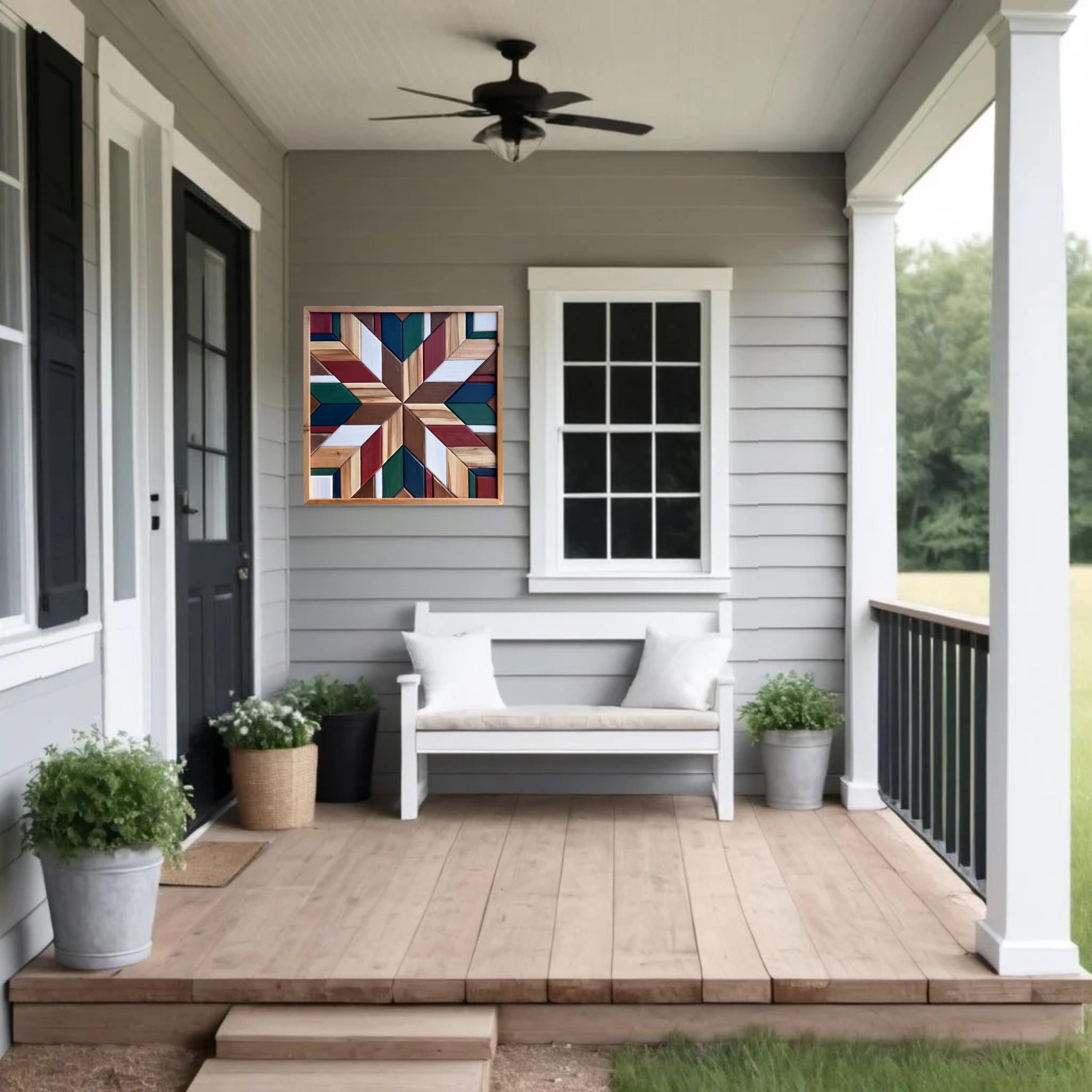 Barn Quilt Yard Art Porch Signs Outdoor Decor Wood Mosaic Porch Quilt ...