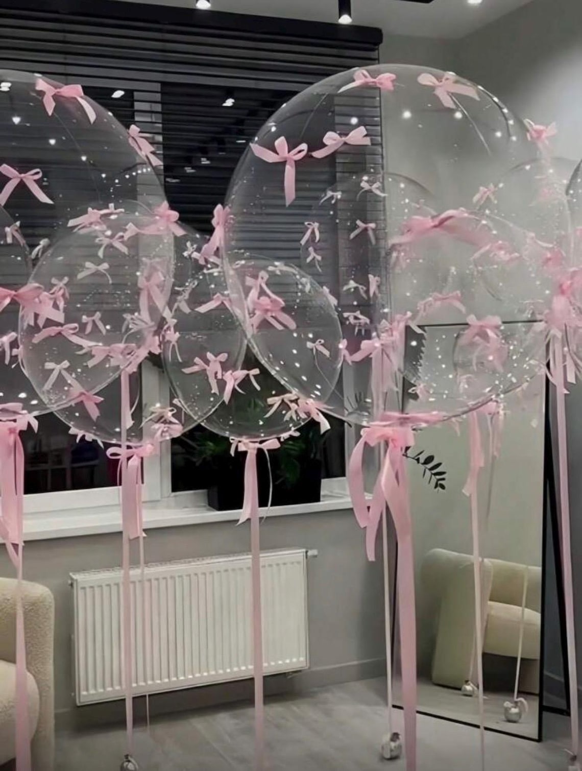Transparent Bobo Balloons With Pink Bow - Etsy