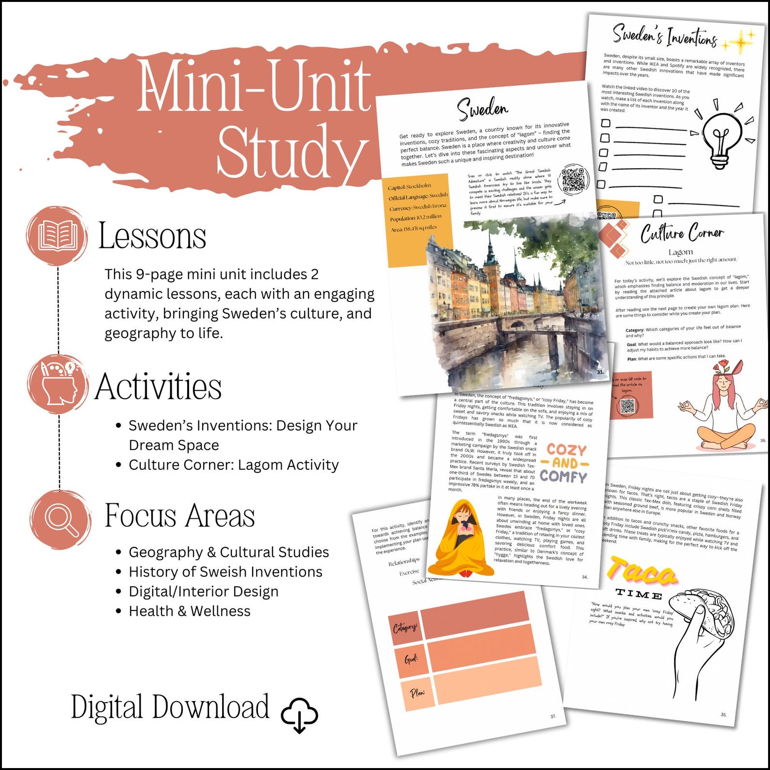 Sweden Geography Unit Study Printable Homeschool Geography Lesson ...