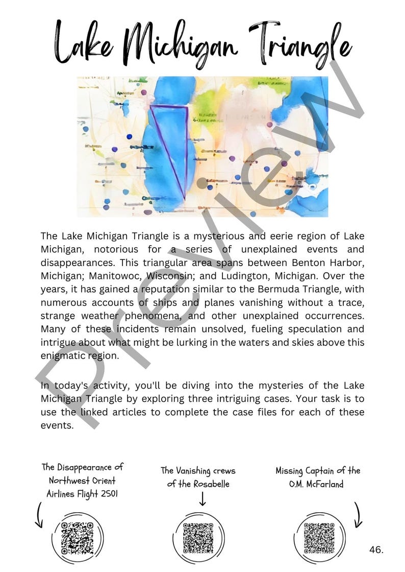 The Lake Michigan Triangle: Case File Activity - Etsy