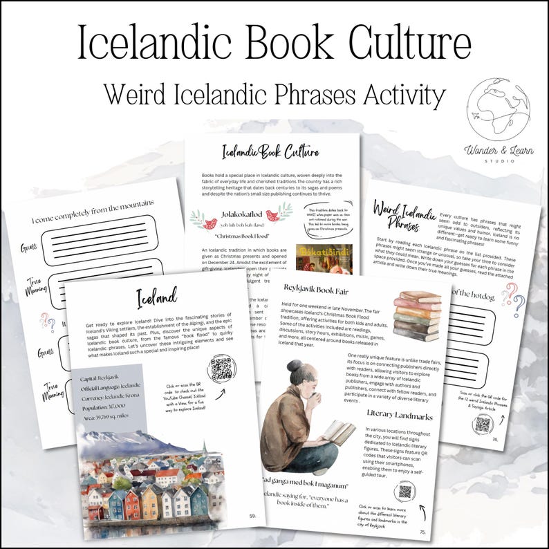 Iceland Book Culture Lesson Printable Homeschool Geography & Culture ...