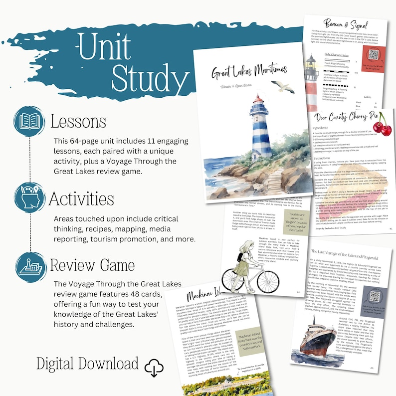 Great Lakes Unit Study Printable Geography Curriculum Middle & High ...