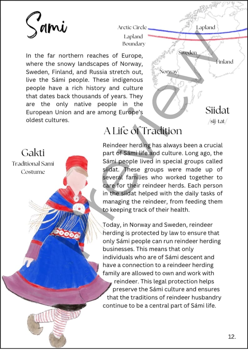 Sami Culture Lesson Printable Homeschool Geography & Indigenous Studies ...