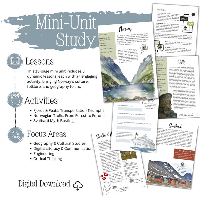 Norway Geography Unit Study Printable Homeschool Geography Lesson ...