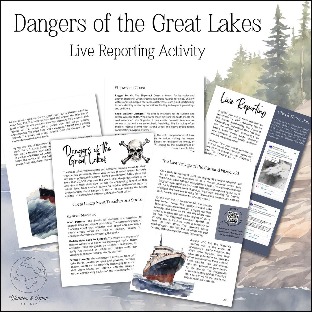 Great Lakes Shipwreck Lesson Printable Homeschool Geography & History ...