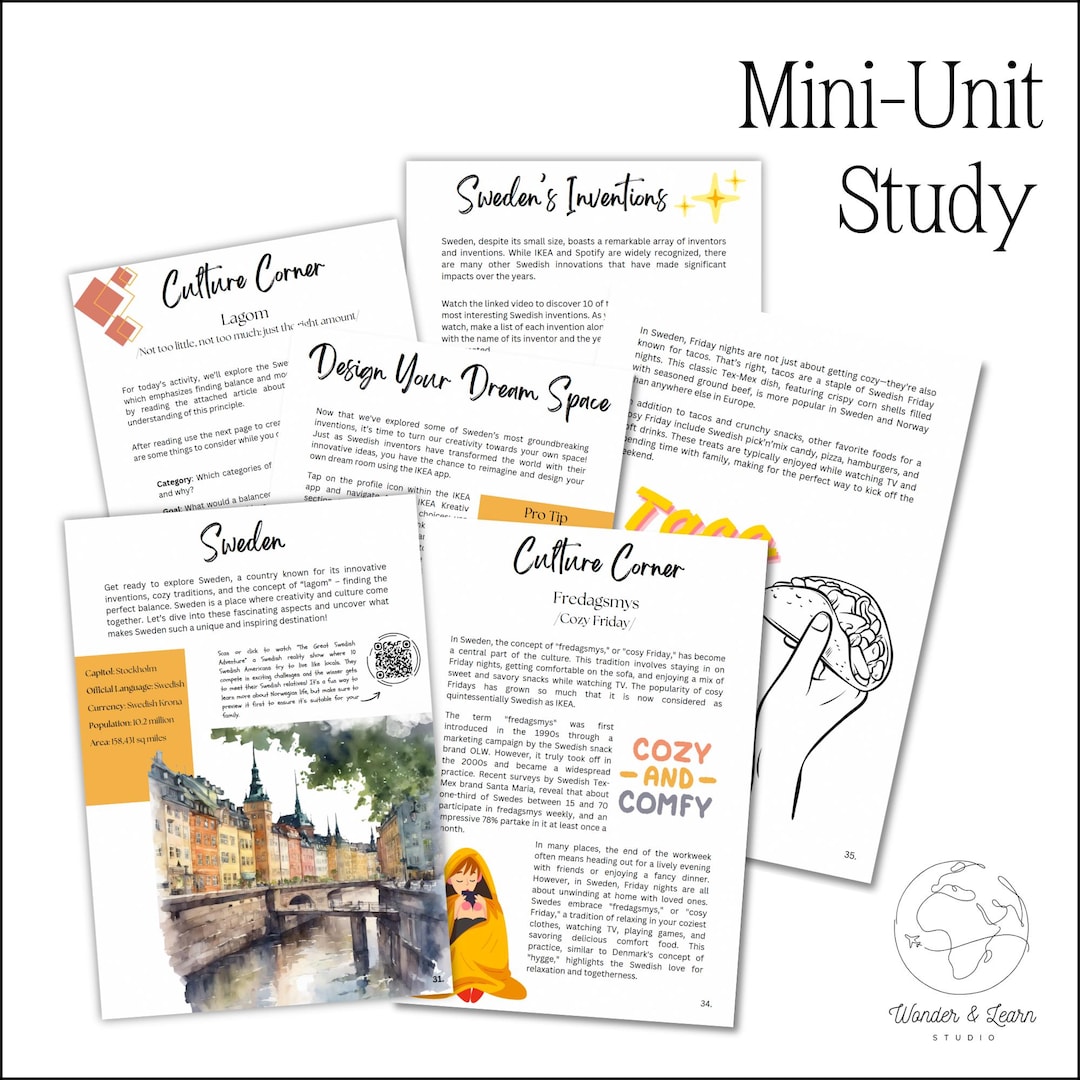 Sweden Geography Unit Study Printable Homeschool Geography Lesson ...