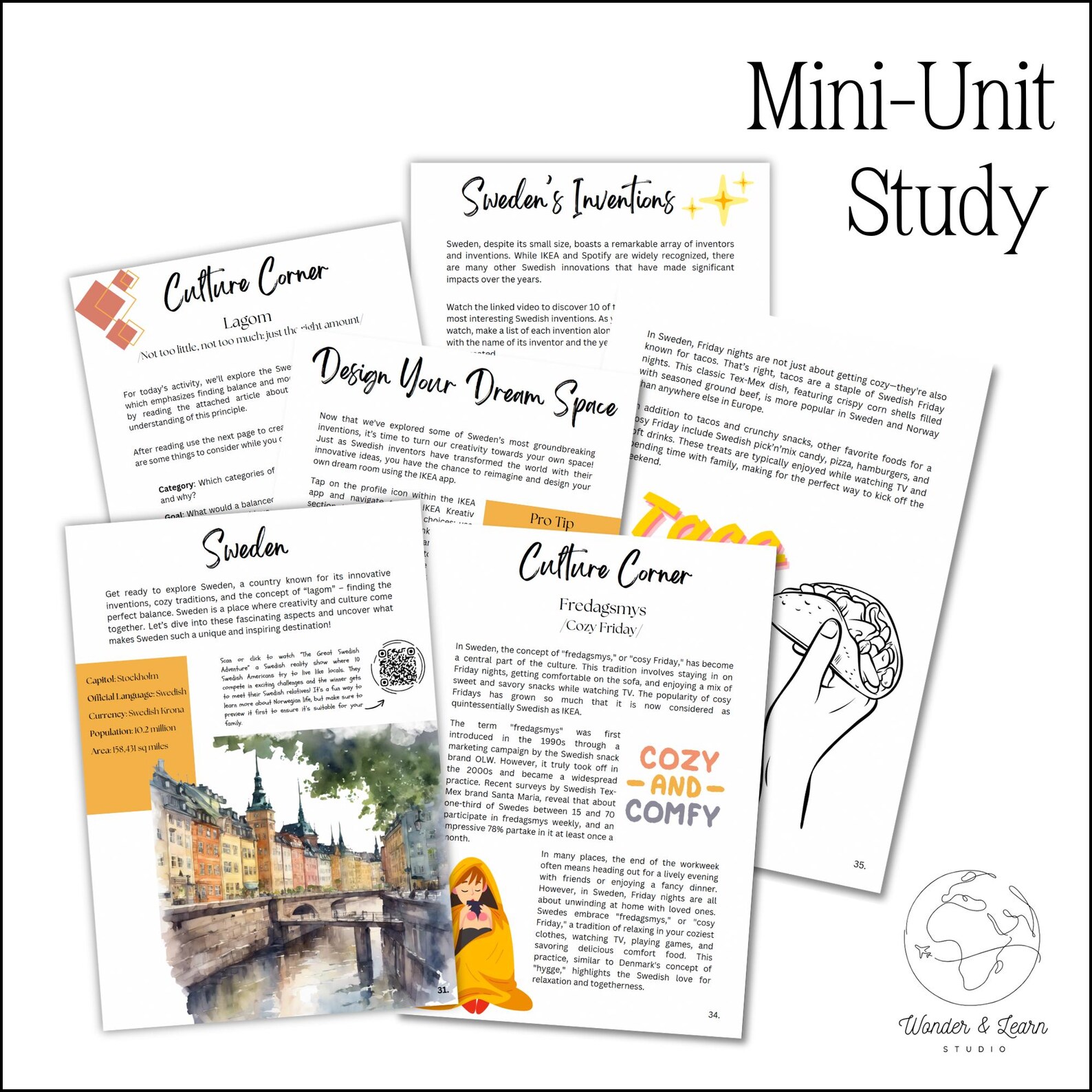 Sweden Geography Unit Study Printable Homeschool Geography Lesson ...