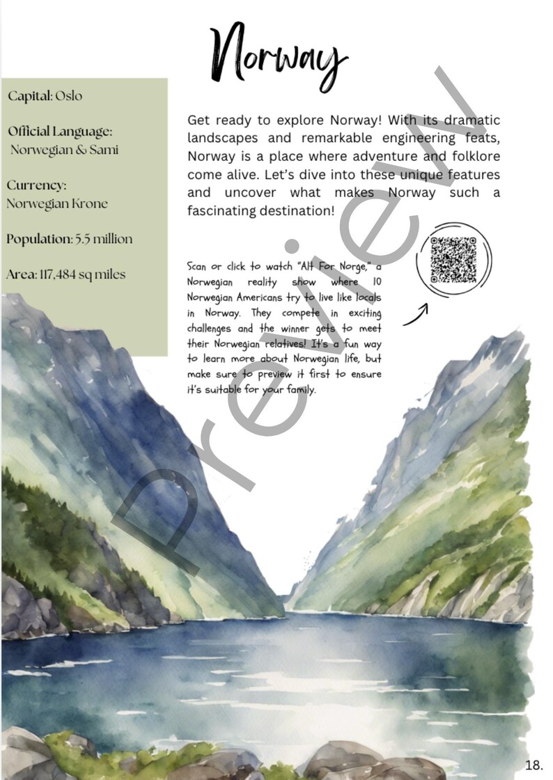 Norway Geography Lesson Printable Homeschool Middle School High School ...