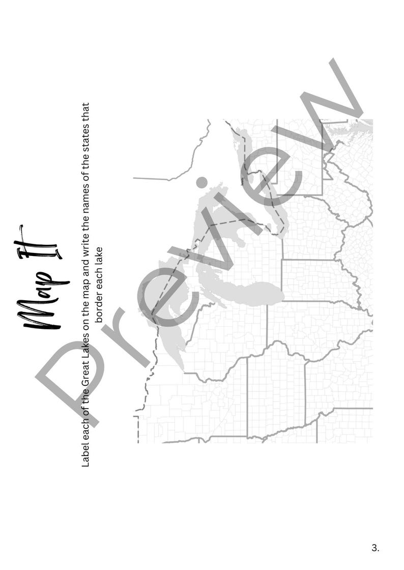 Great Lakes Geography Lesson Printable Homeschool PDF Middle School ...