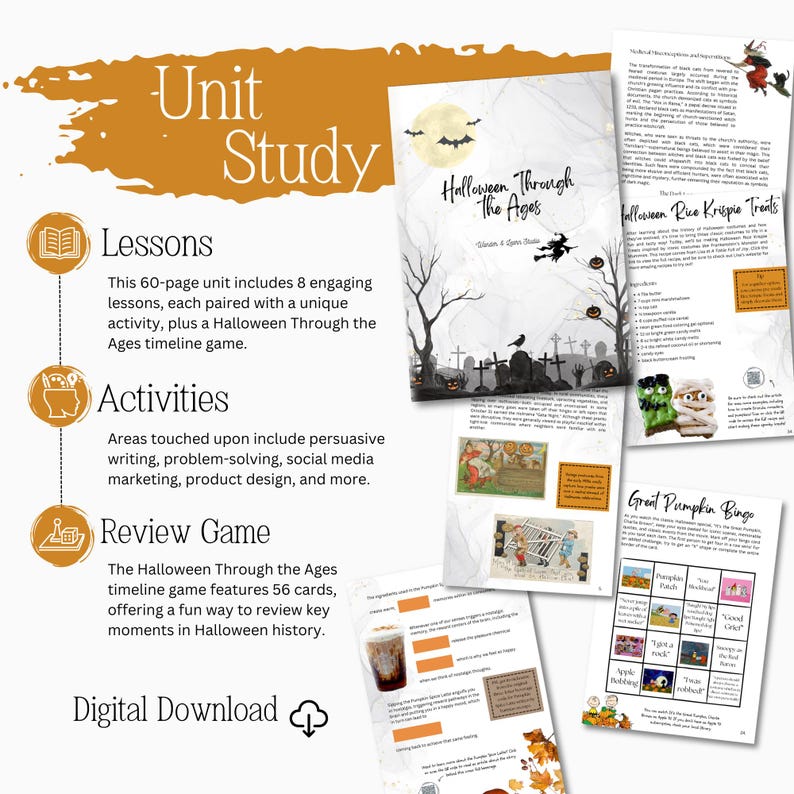 Halloween Unit Study Printable Curriculum PDF History of Halloween ...
