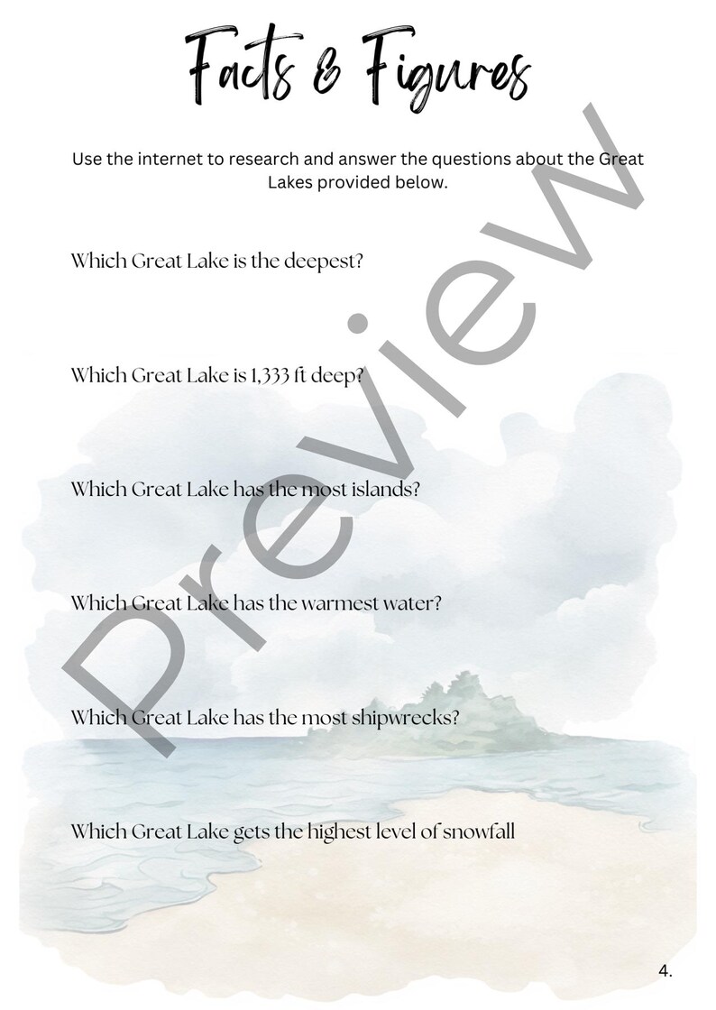Great Lakes Geography Lesson Printable Homeschool PDF Middle School ...