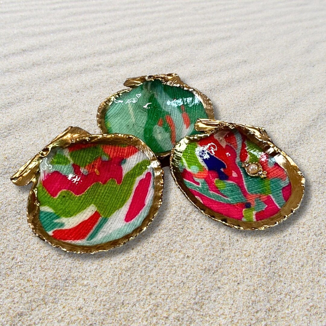 Nesting Shells Decoupaged With Designer Fabric, Stacked, Unique Gift ...