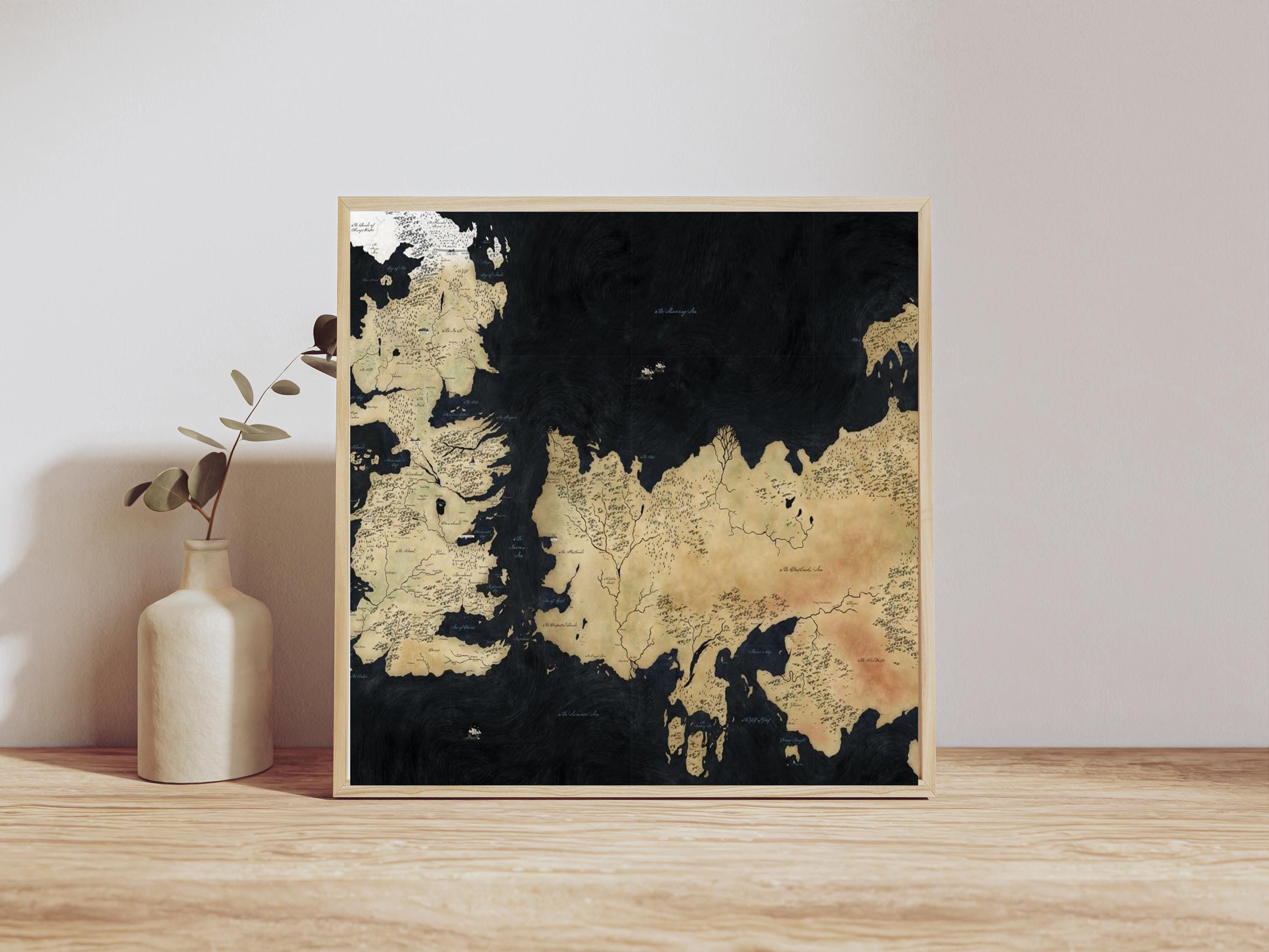 Game of Thrones Map Art, Westeros and Essos Digital Print, Fantasy Wall ...