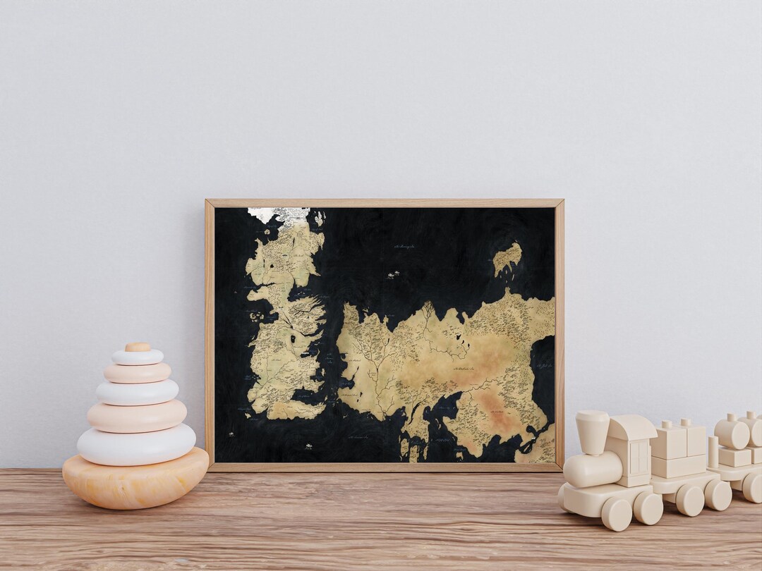 Game of Thrones Map Art, Westeros and Essos Digital Print, Fantasy Wall ...