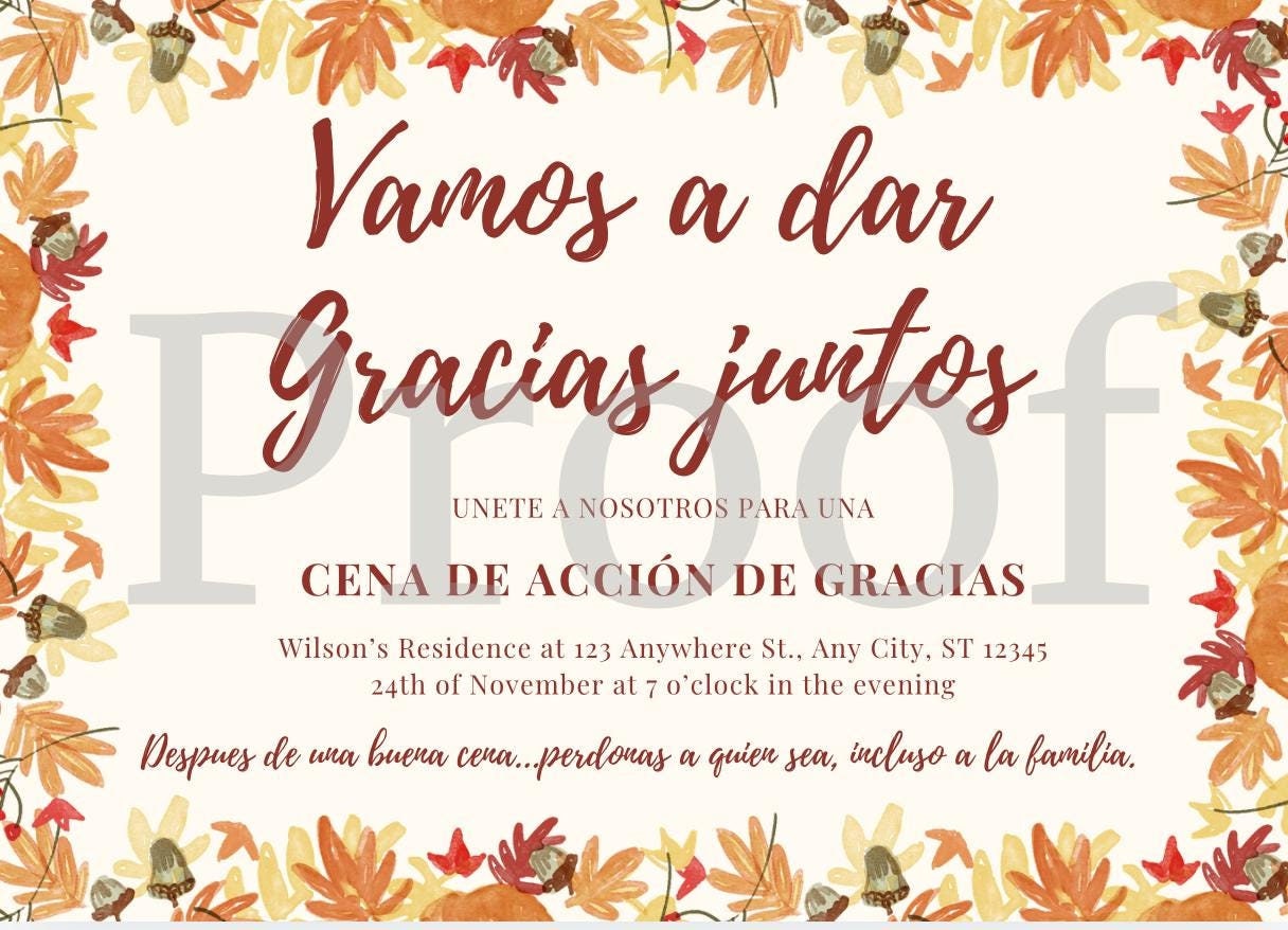 Thanksgiving Invitation (spanish) - Etsy